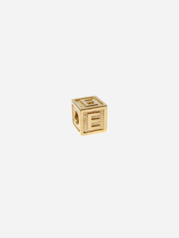 14k Initial Letter Block Charm | Solid Gold Baby Block Necklace ...