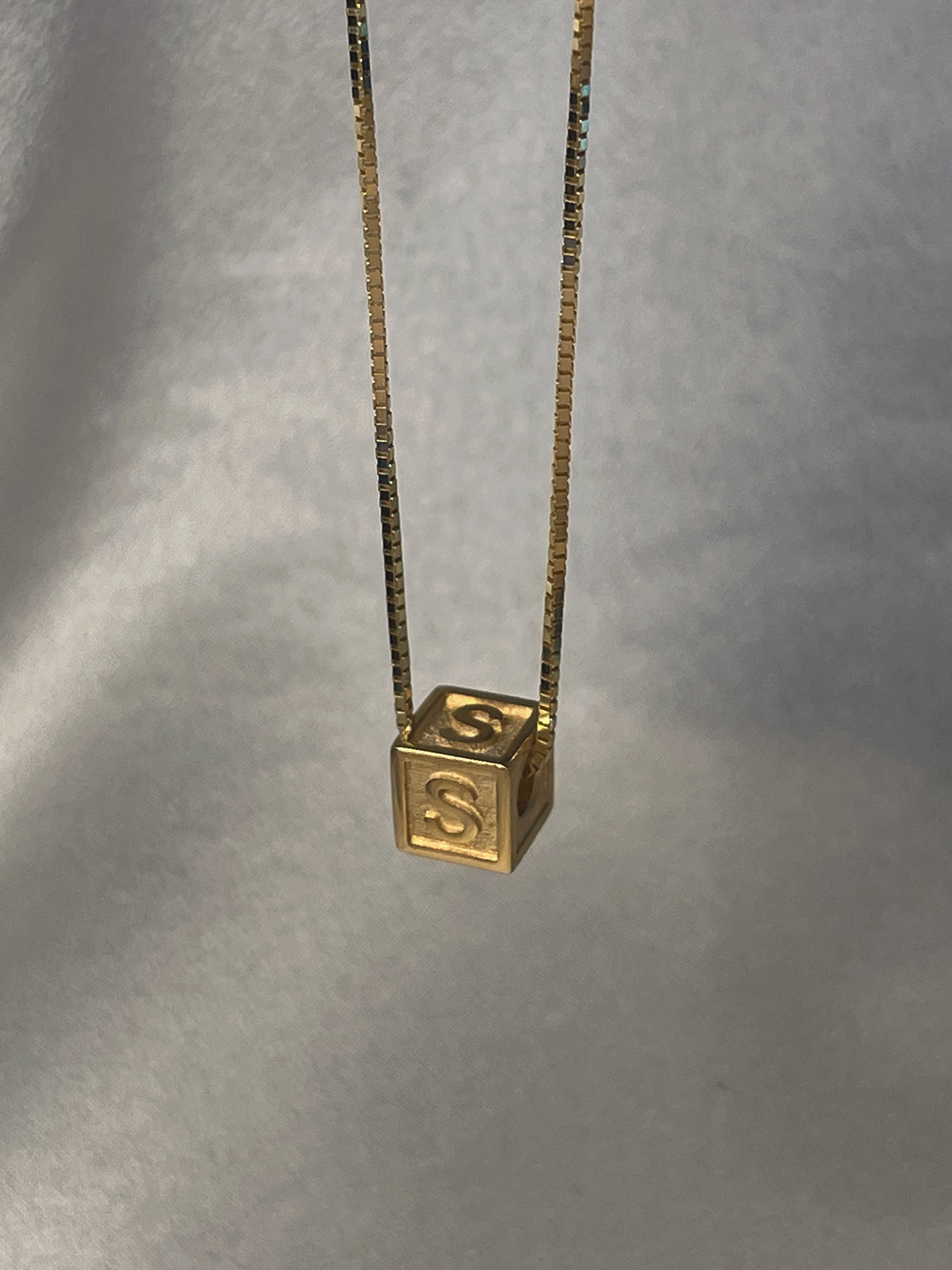 14k Initial Letter Block Charm | Solid Gold Baby Block Necklace ...